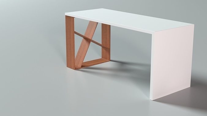 3D model modern computer Desk with Storage Shelves VR / AR / low-poly ...