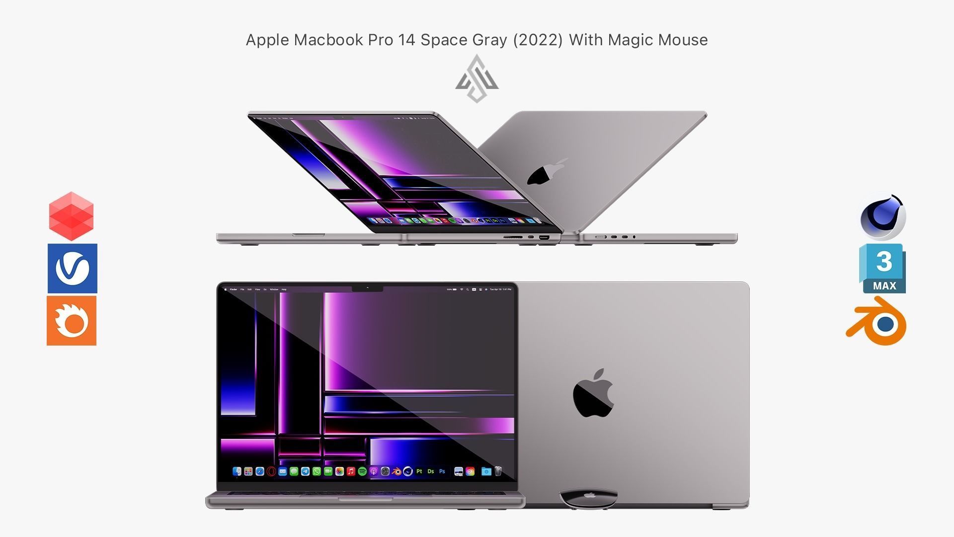 Apple MacBook Pro 14 Space Gray 2022 With Magic Mouse 3D model | CGTrader