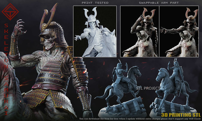 Skeleton Samurai 3D model 3D printable | CGTrader