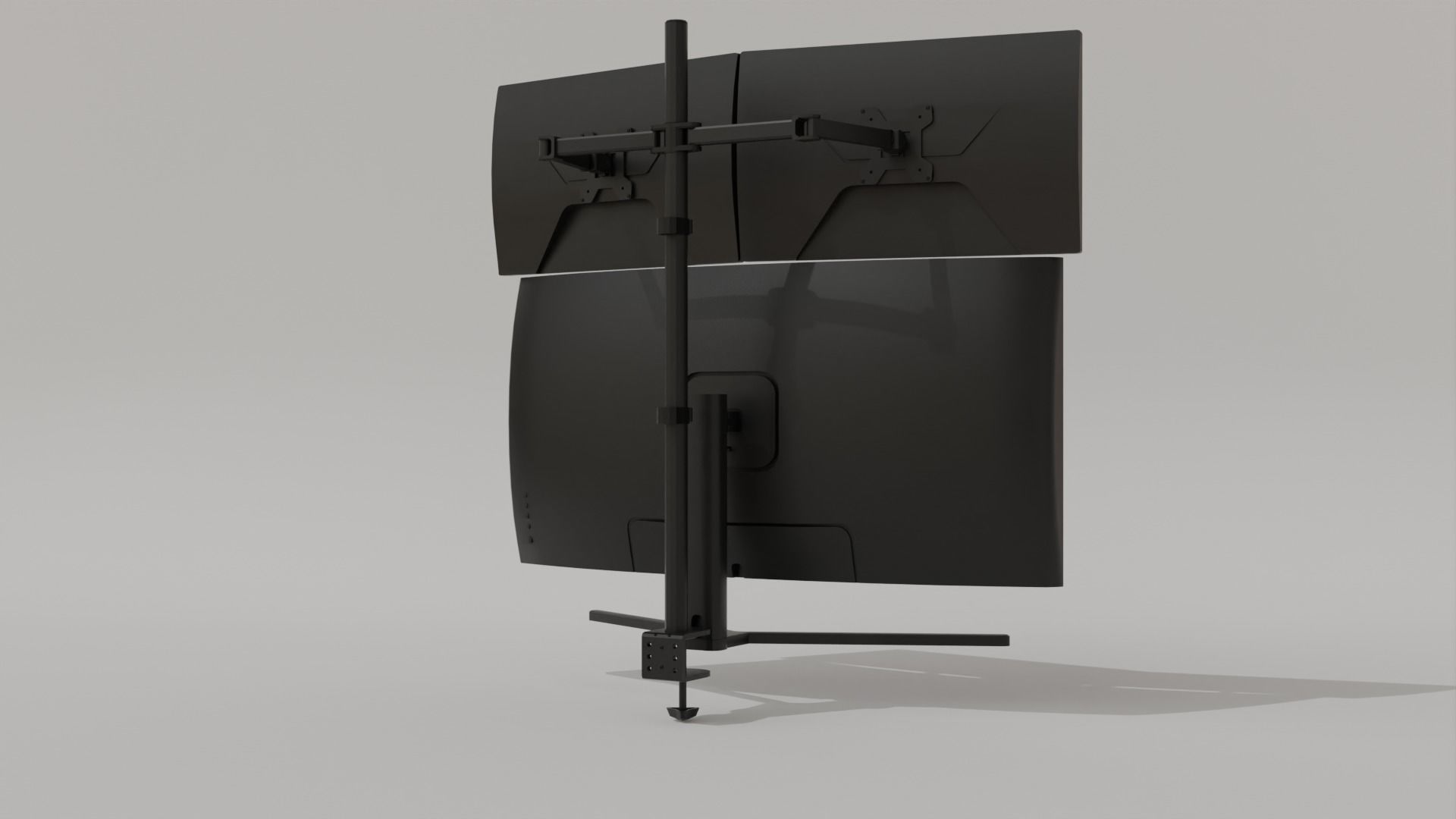 3D model Monitor Setup Minimalist Triple Monitor Stand VR / AR / low ...