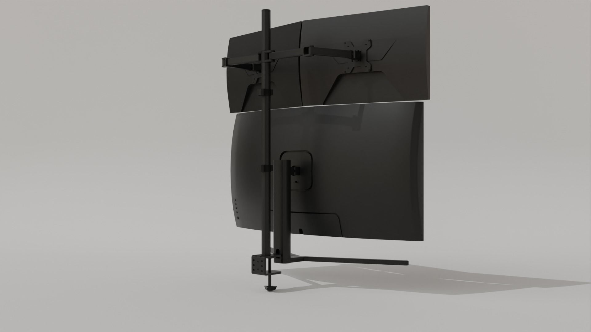 3D model Monitor Setup Minimalist Triple Monitor Stand VR / AR / low ...