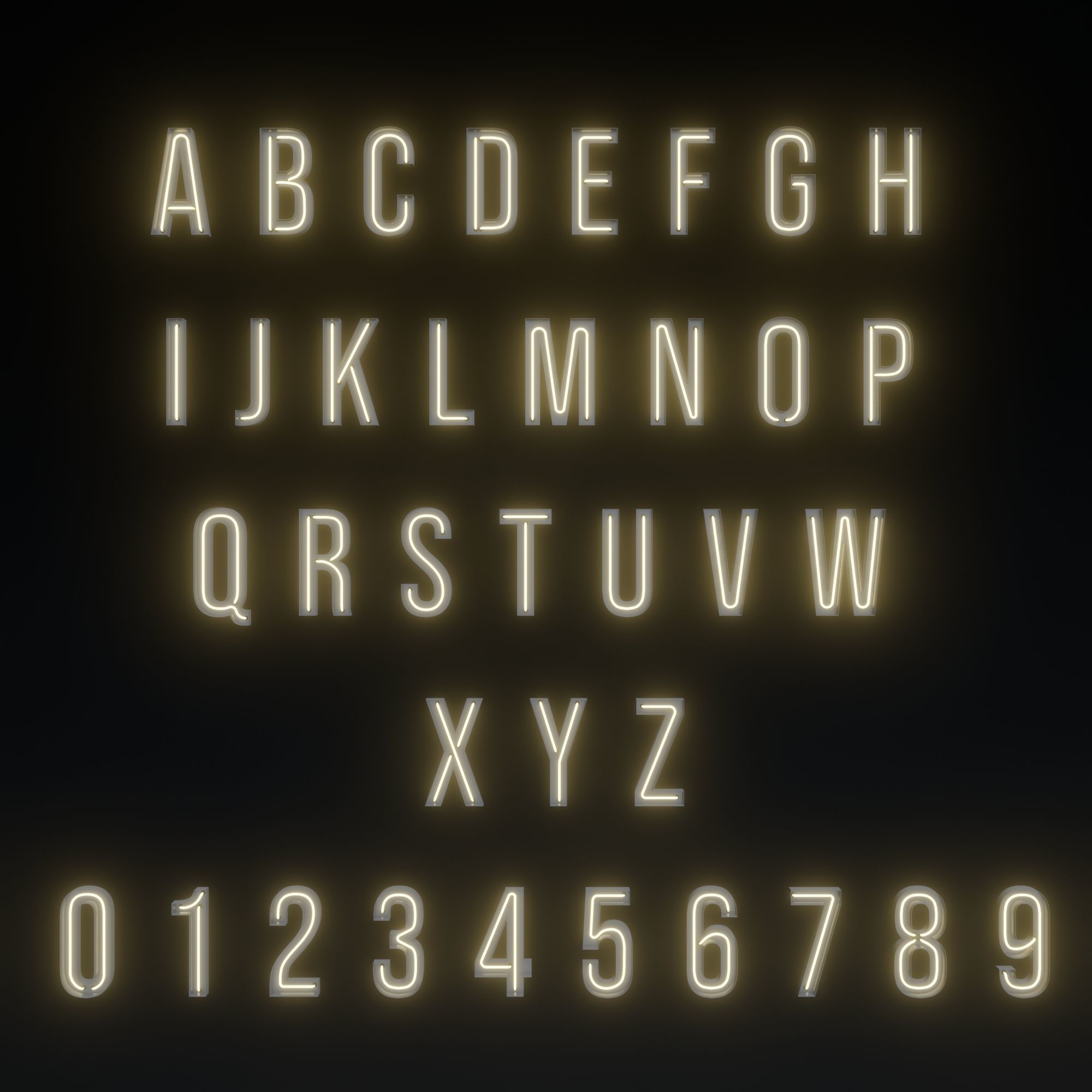 Neon Light Box Font 3D model | CGTrader
