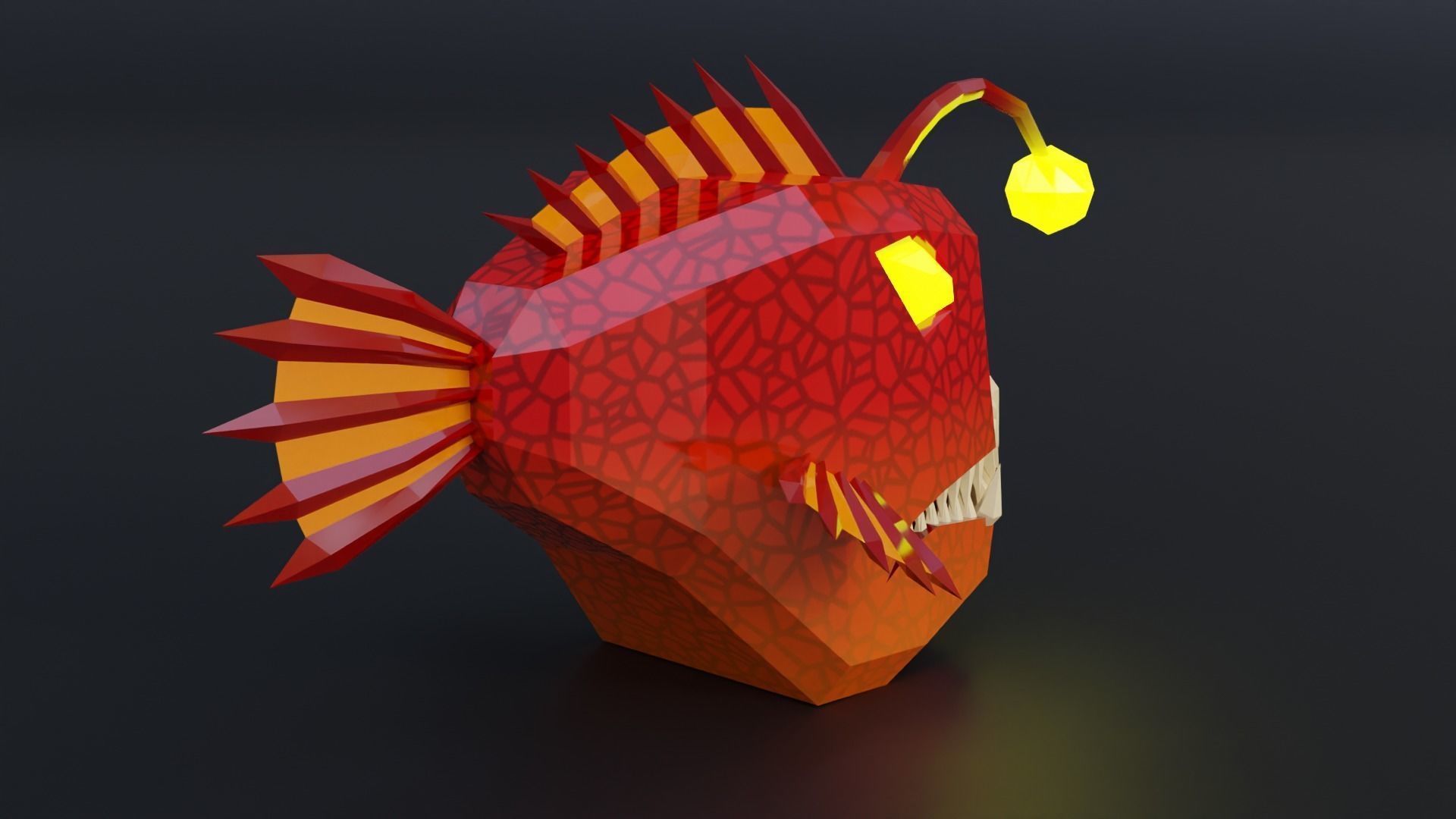 3D model Cartoon anglerfish low poly Roblox game pet Blender VR / AR ...