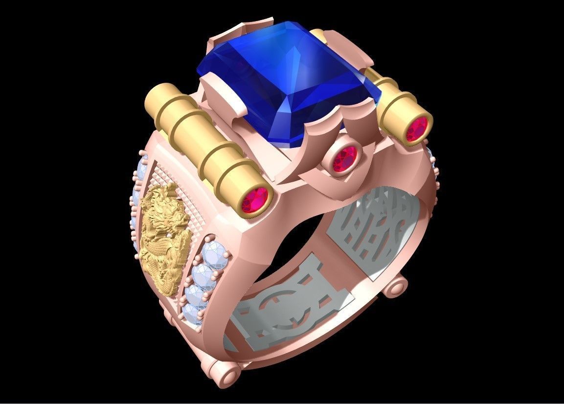 Dragon Ring - Rectangle Stone ring - Mens Rings - N1437 3D model 3D ...