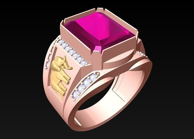 Elephants Ring - Mens Rings - N9336 3D model 3D printable | CGTrader