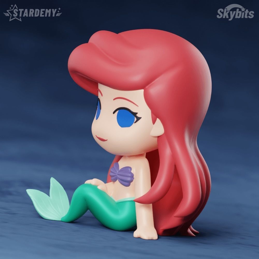 Ariel Chibi Little Mermaid 2 Models No Supports 3d Model 3d Printable Cgtrader