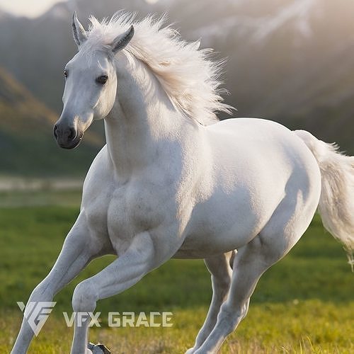 White Horse Animation VFX Grace 3D model animated rigged | CGTrader