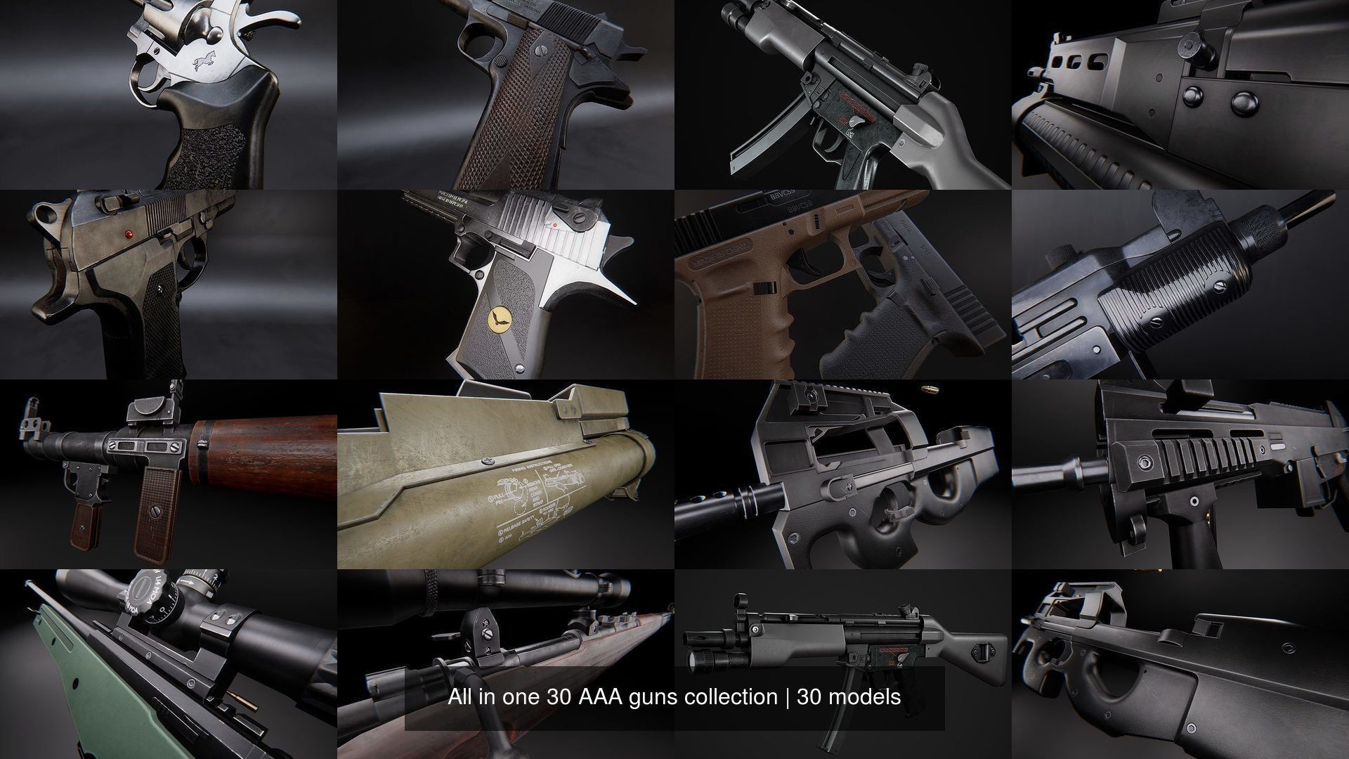 All in one 30 AAA guns collection VR / AR / low-poly | CGTrader