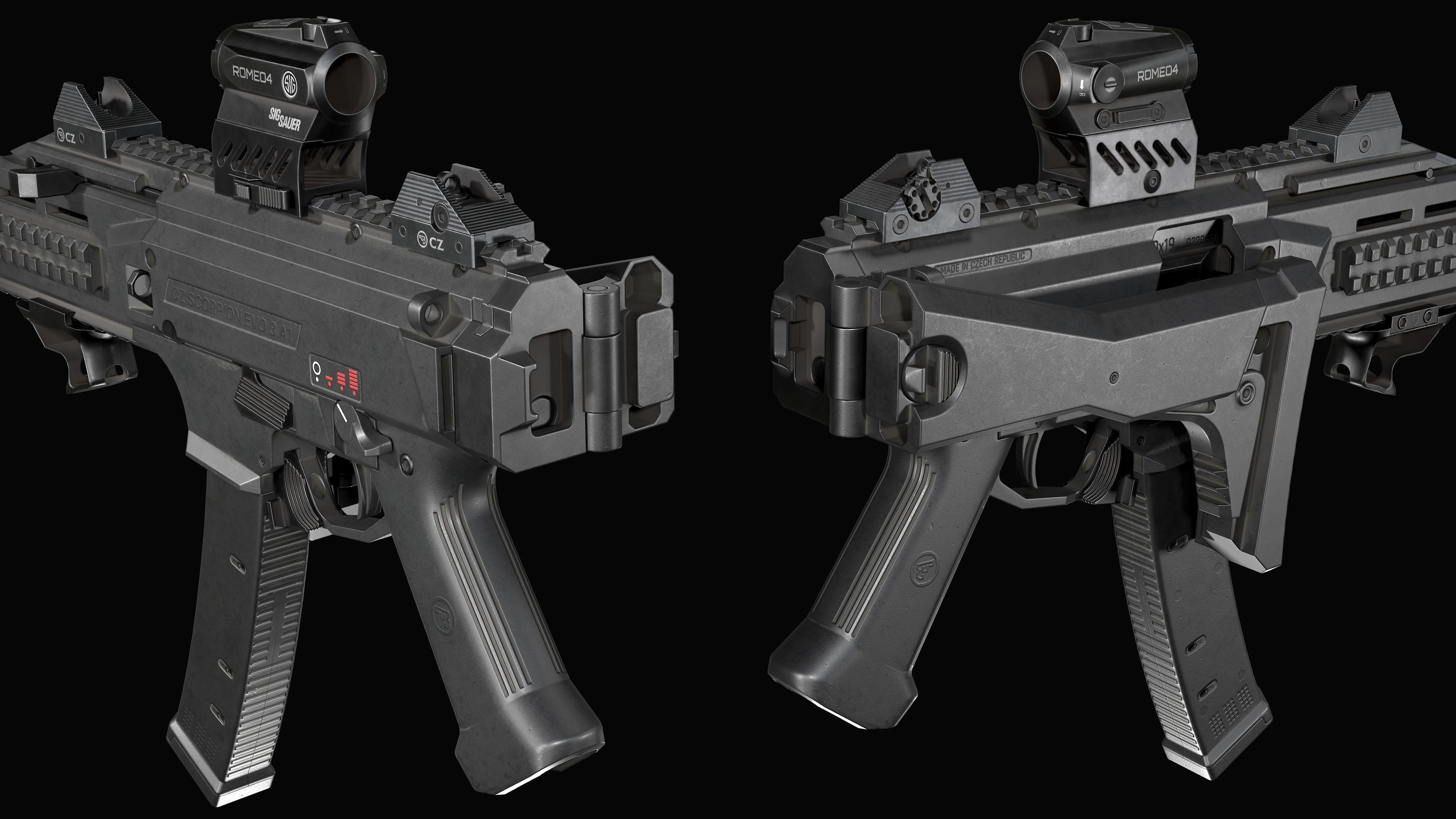 3D model Tactical Modular SMG CZ Scorpion EVO 3 A1 VR / AR / low-poly ...