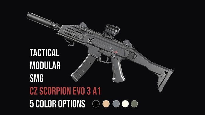 3D model Tactical Modular SMG CZ Scorpion EVO 3 A1 VR / AR / low-poly ...