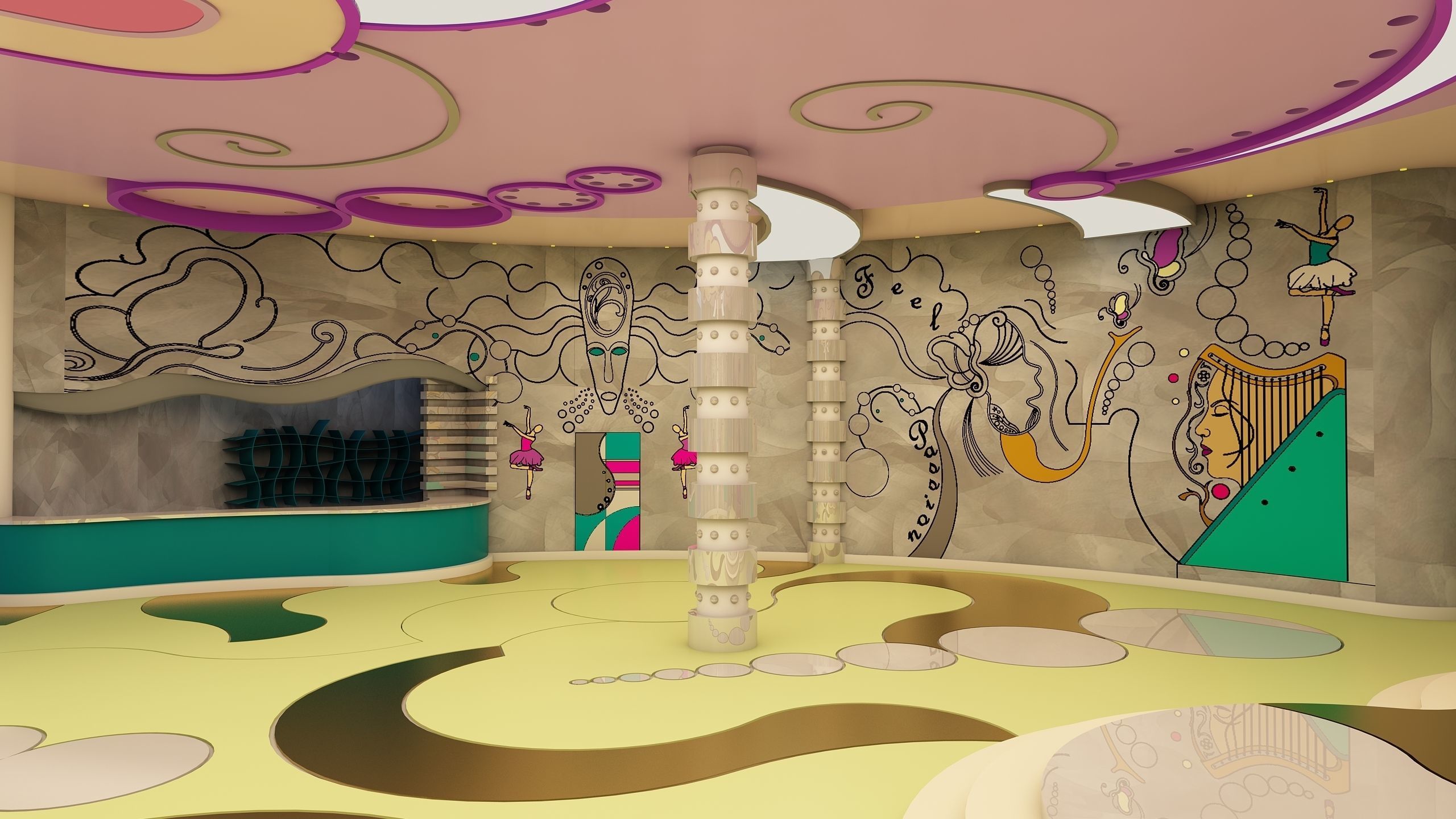 3D model 0187 - Night Club 3D Hall - 2D Drawings VR / AR / low-poly ...