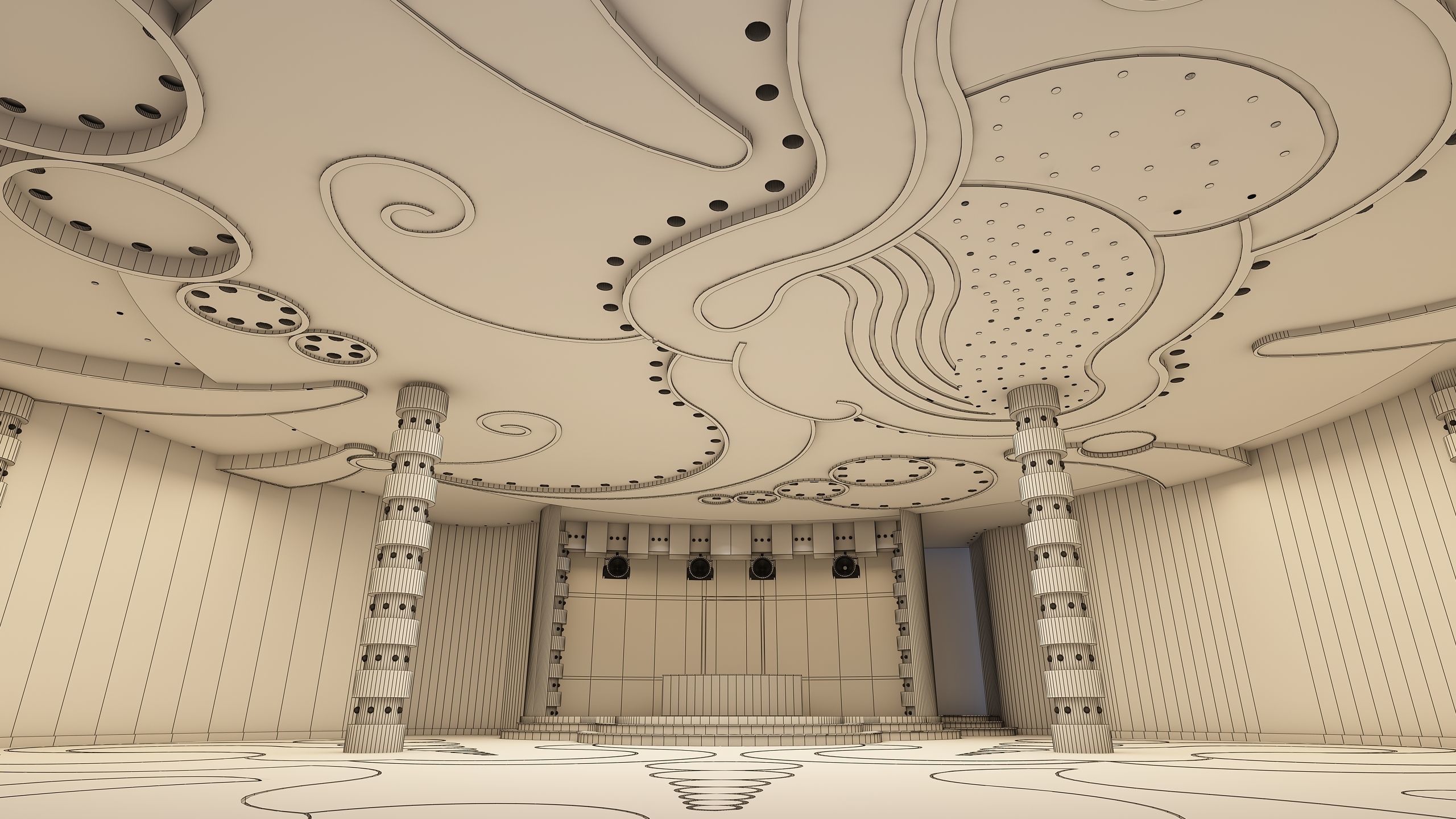 3D model 0187 - Night Club 3D Hall - 2D Drawings VR / AR / low-poly ...