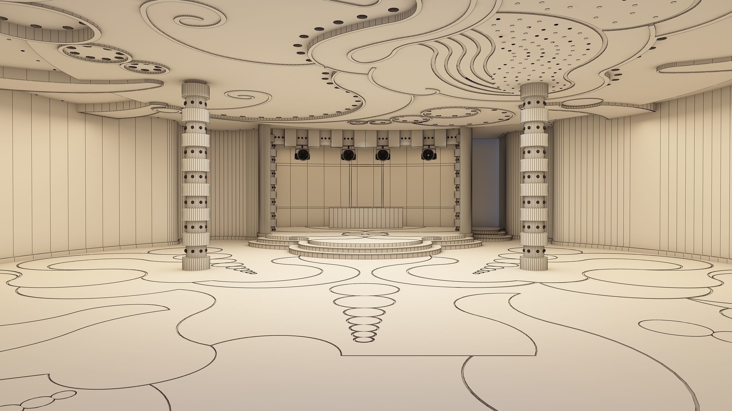 3D model 0187 - Night Club 3D Hall - 2D Drawings VR / AR / low-poly ...