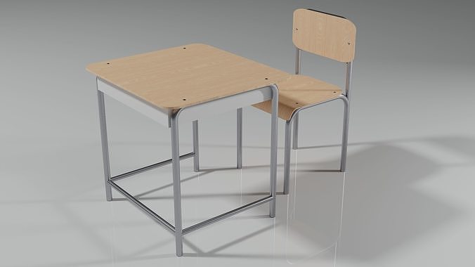 School chair with desk 3D model | CGTrader