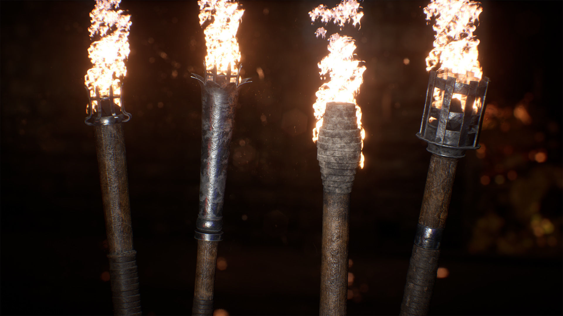 3D model Medieval Torches 48 Variations VR / AR / low-poly | CGTrader