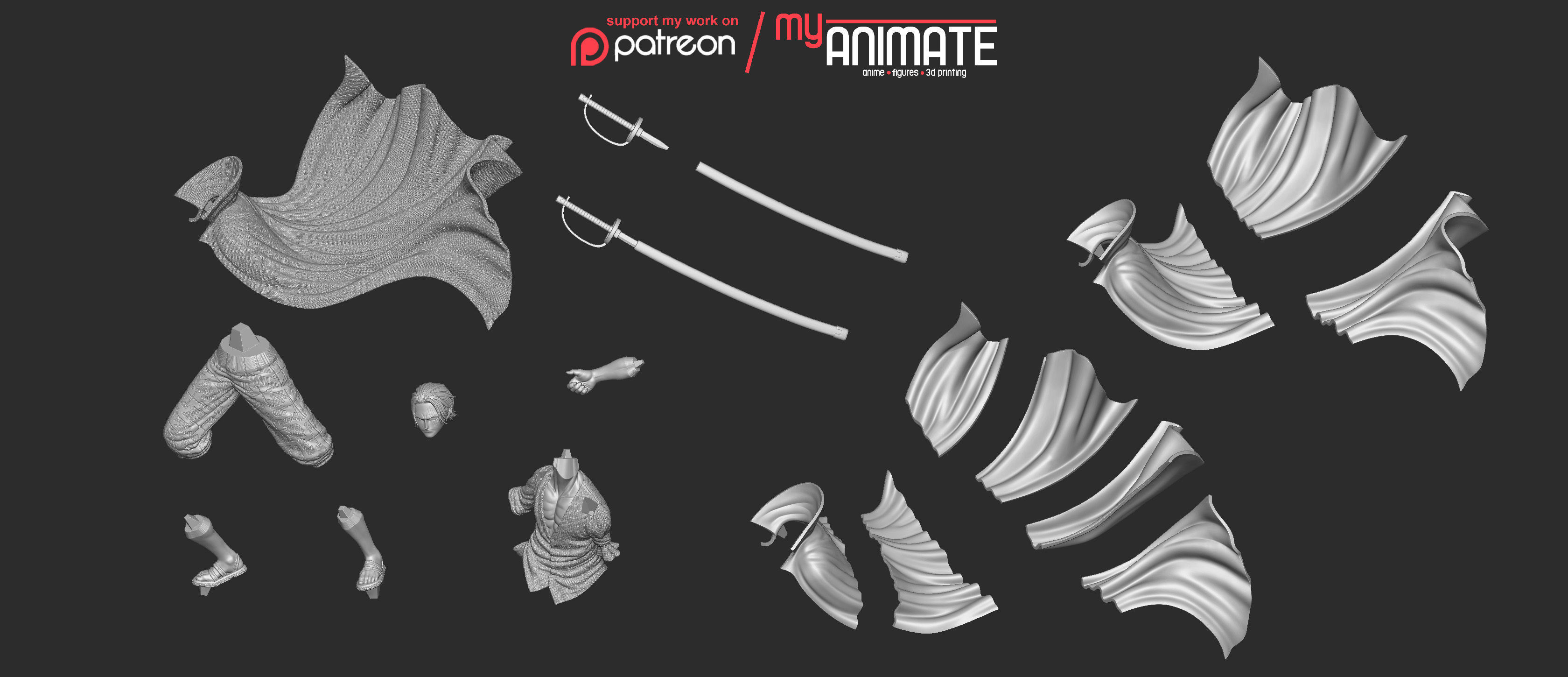 Shanks from One Piece - myAnimate 3D model 3D printable | CGTrader