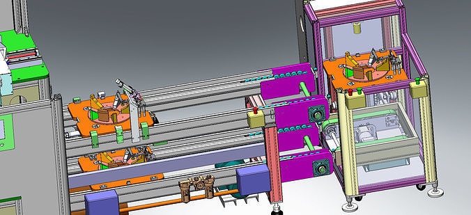 industrial 3D model non standard semi automatic assembly line 3D model ...