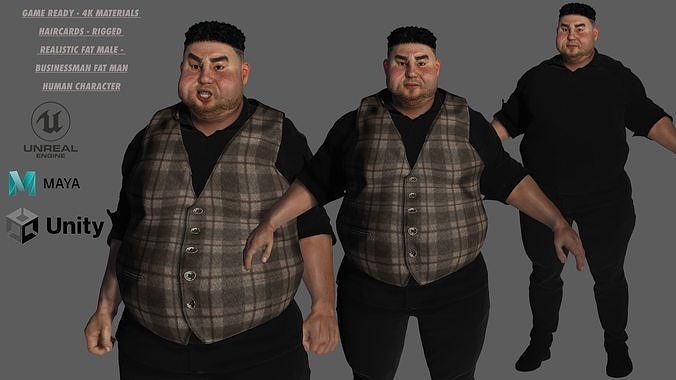 3D model AAA 3D REALISTIC FAT MALE BUSINESSMAN 3-RIG GAME READY ...