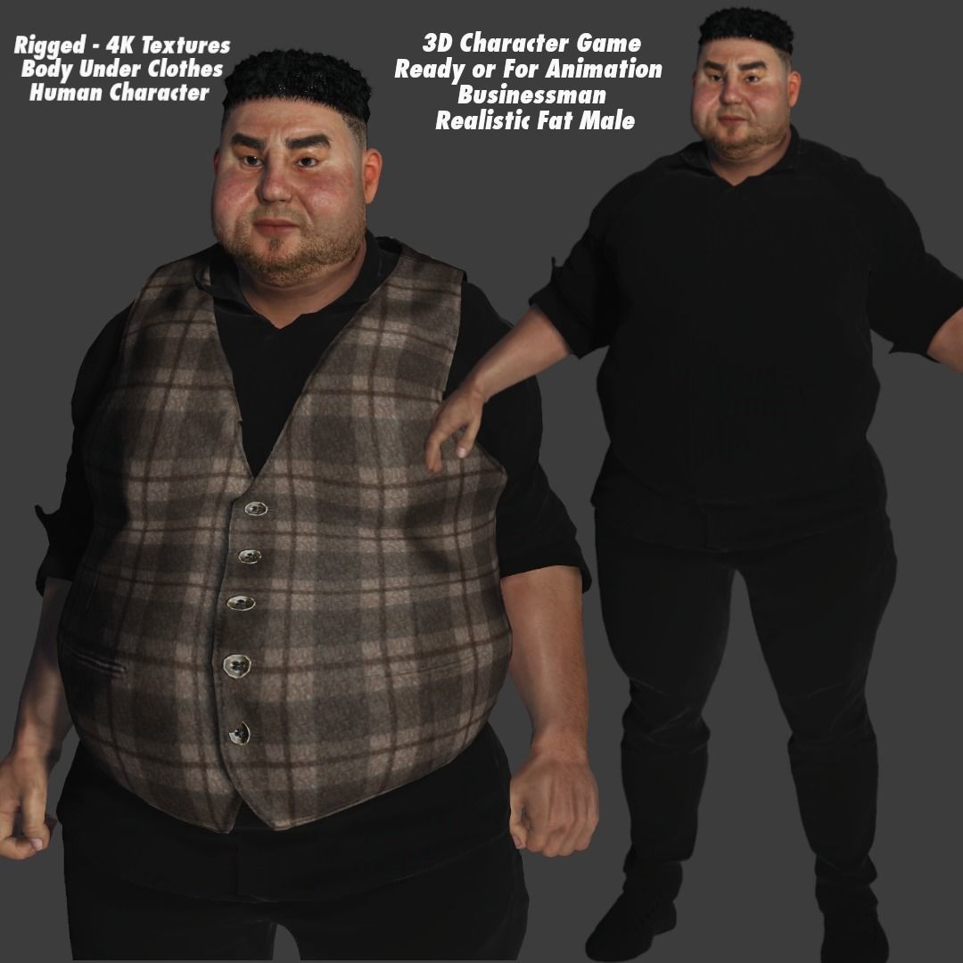 3D model AAA 3D REALISTIC FAT MALE BUSINESSMAN 3-RIG GAME READY ...