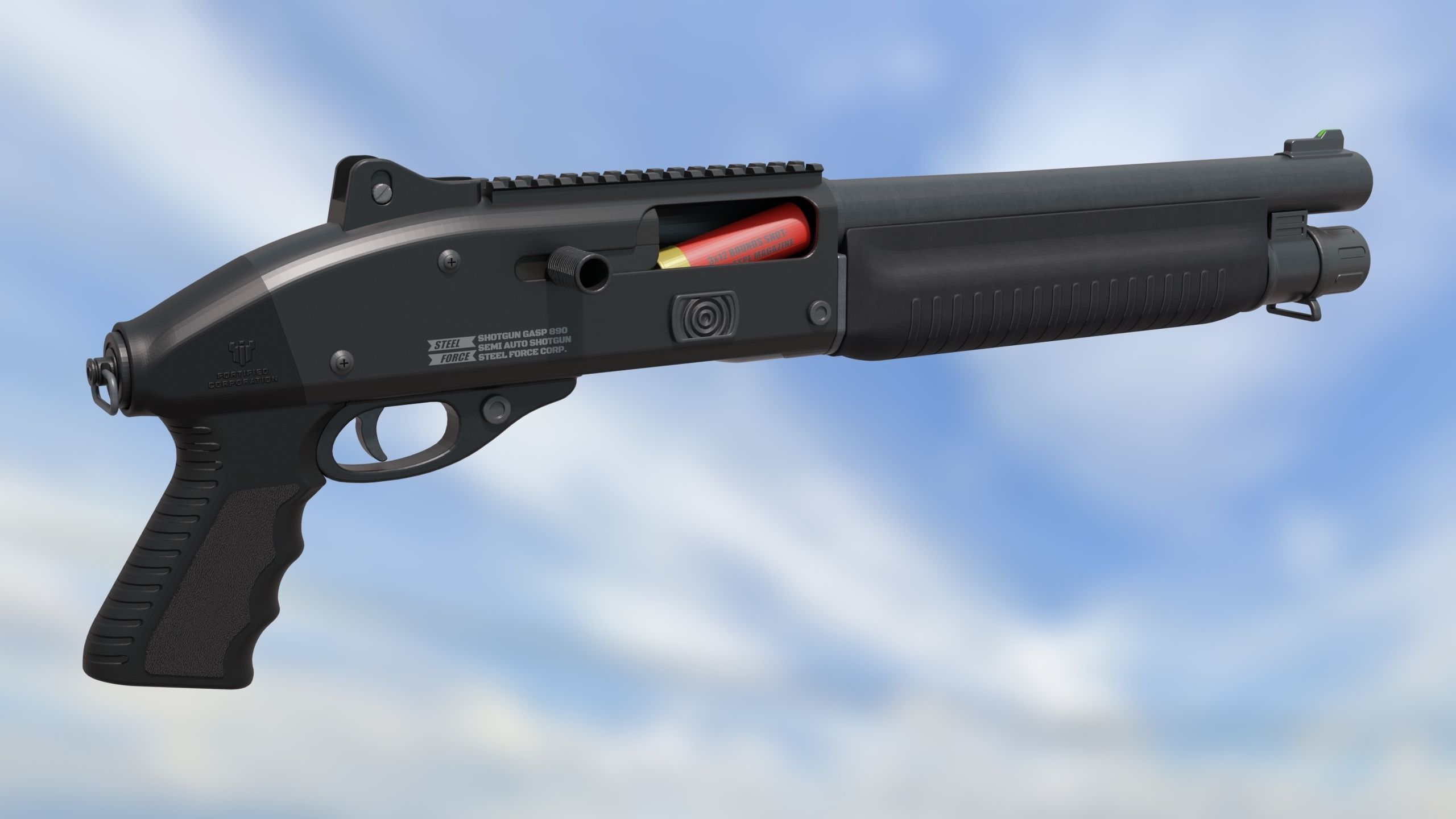 Shotgun Semi-Auto Short Gasp 890 3D model | CGTrader