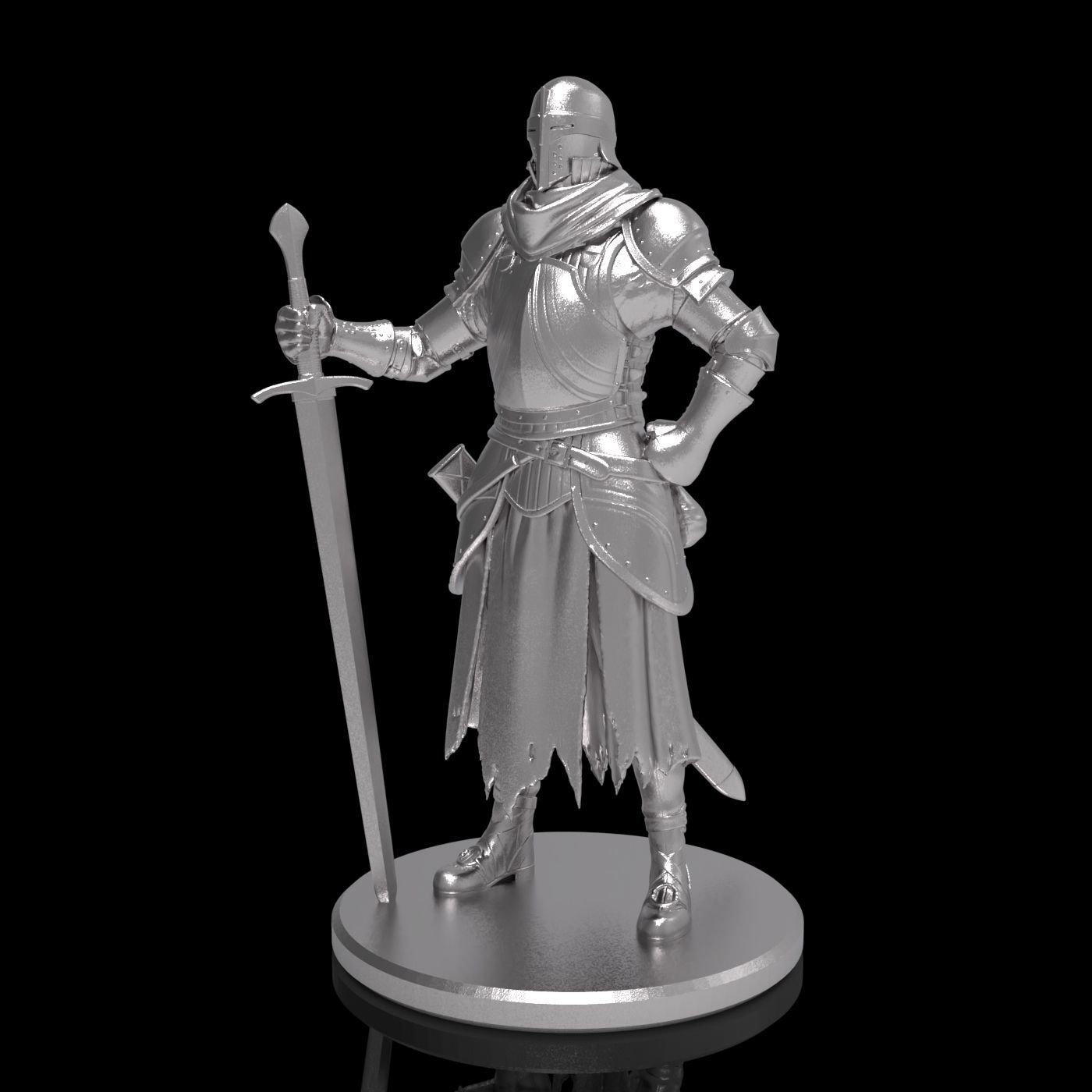 Medieval knight warrior character sculpture model armor sword 3D model ...