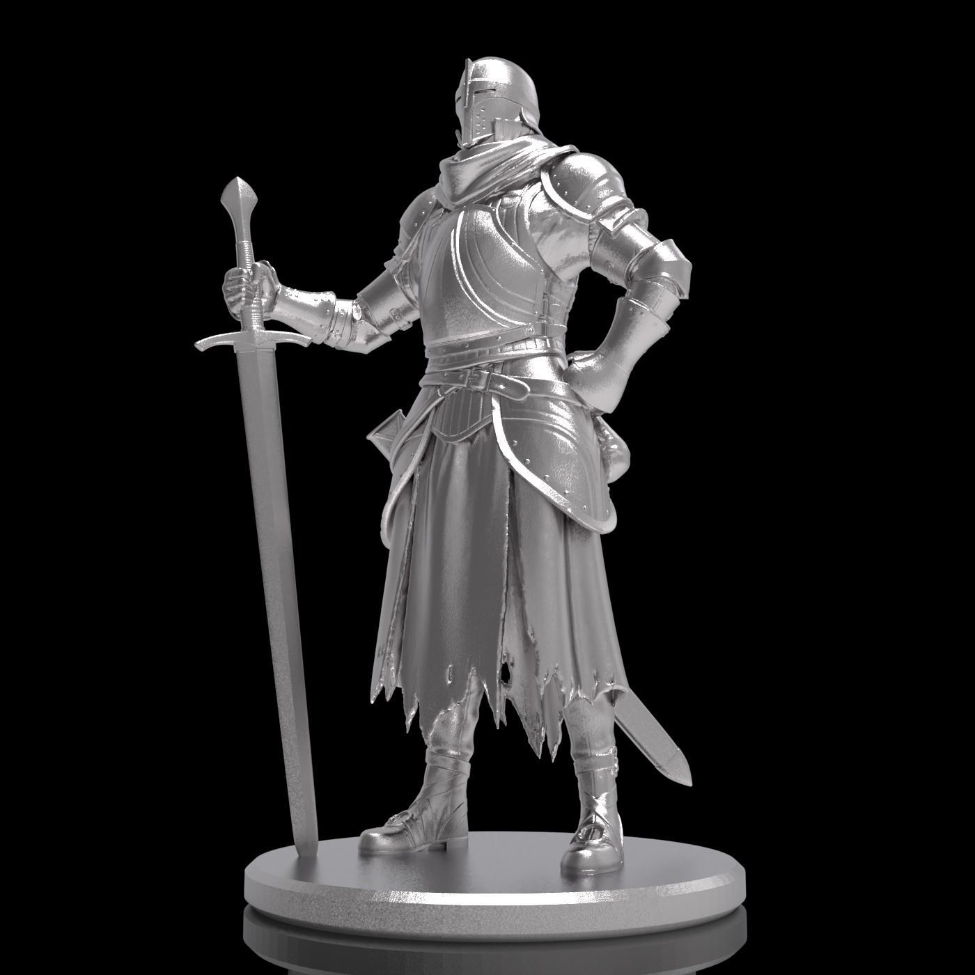 Medieval knight warrior character sculpture model armor sword 3D model ...
