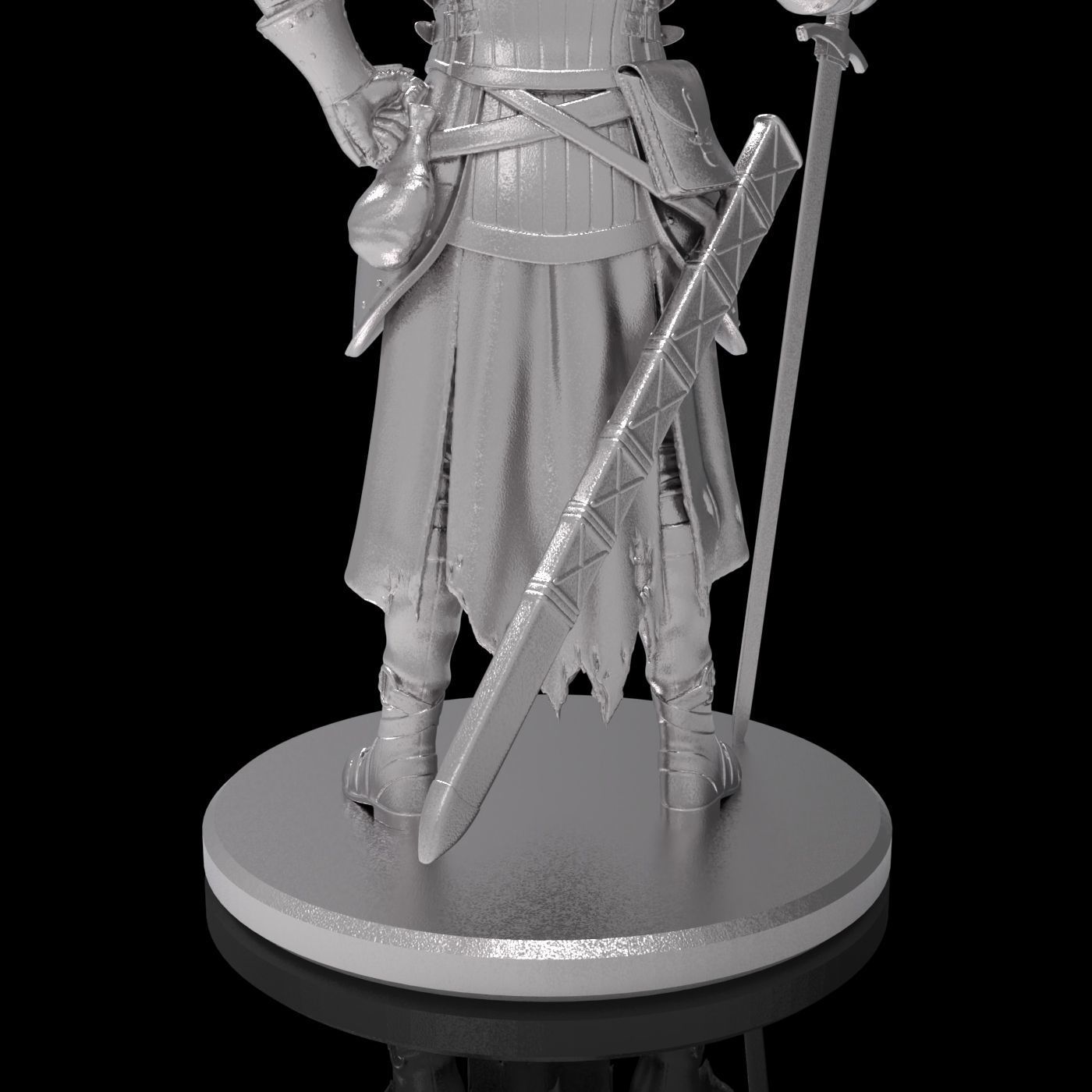 Medieval knight warrior character sculpture model armor sword 3D model ...