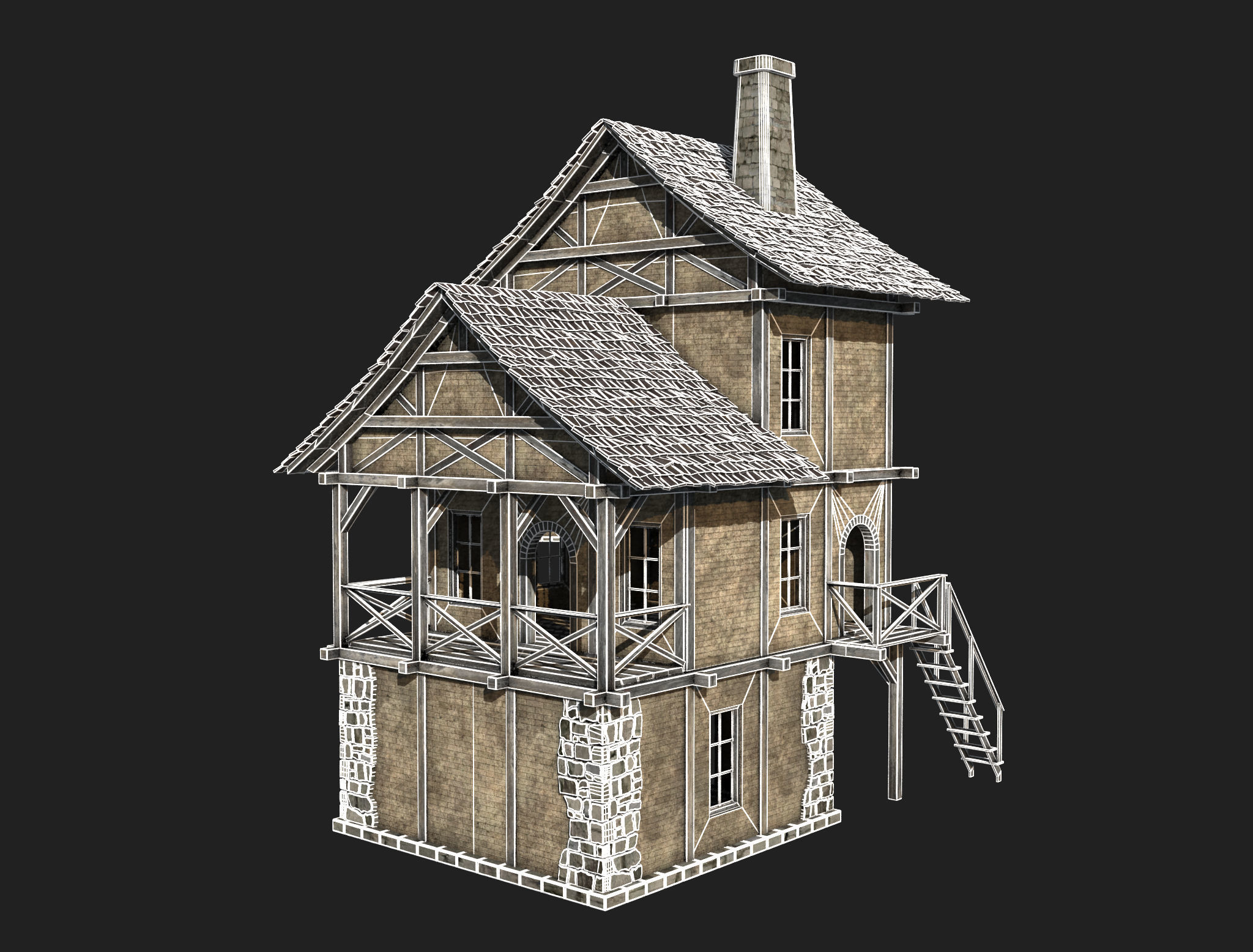 3D model FANTASY MEDIEVAL HOUSE HUT BUILDING CITY TOWN VILLAGE ...