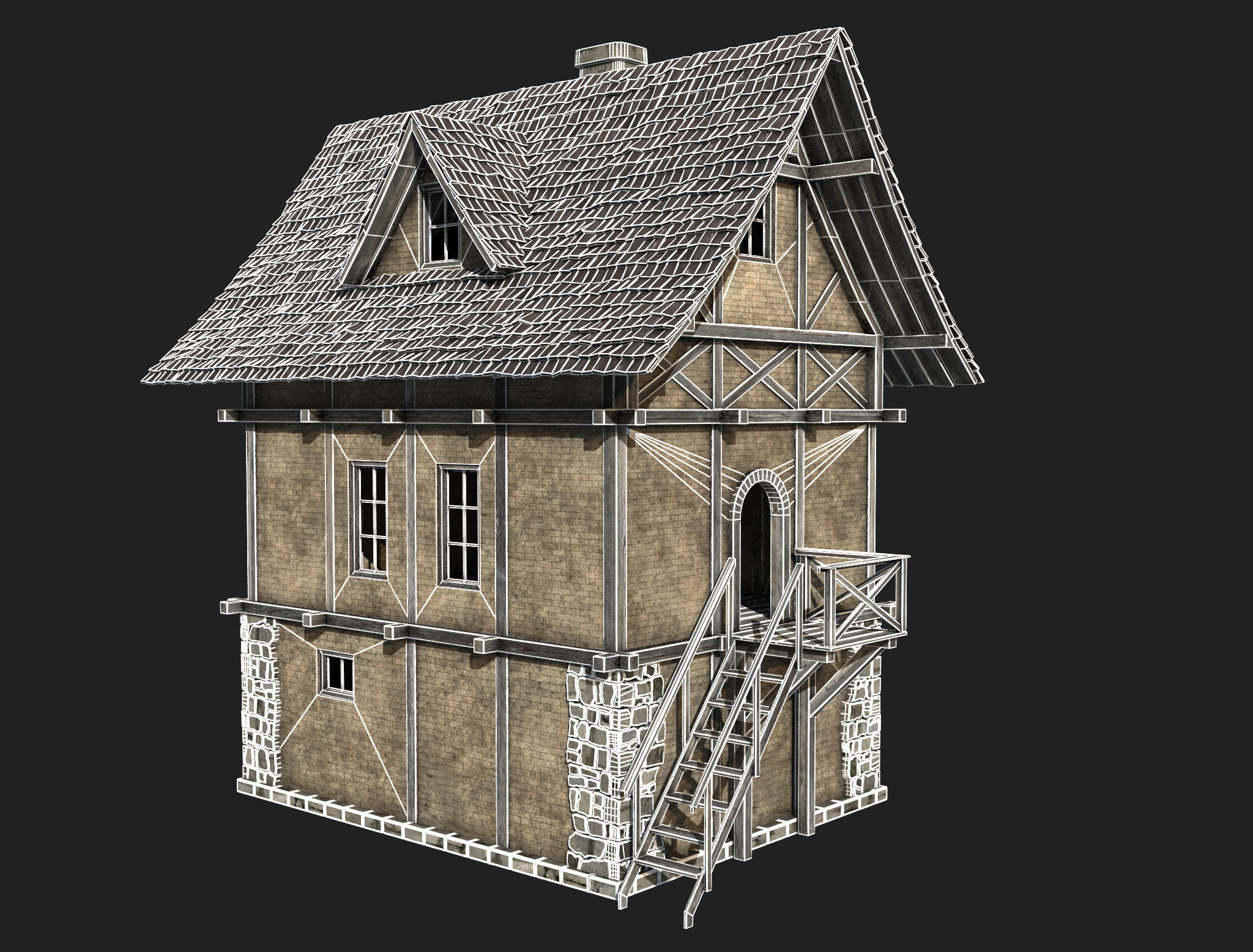 3D model FANTASY MEDIEVAL HOUSE HUT BUILDING CITY TOWN VILLAGE ...
