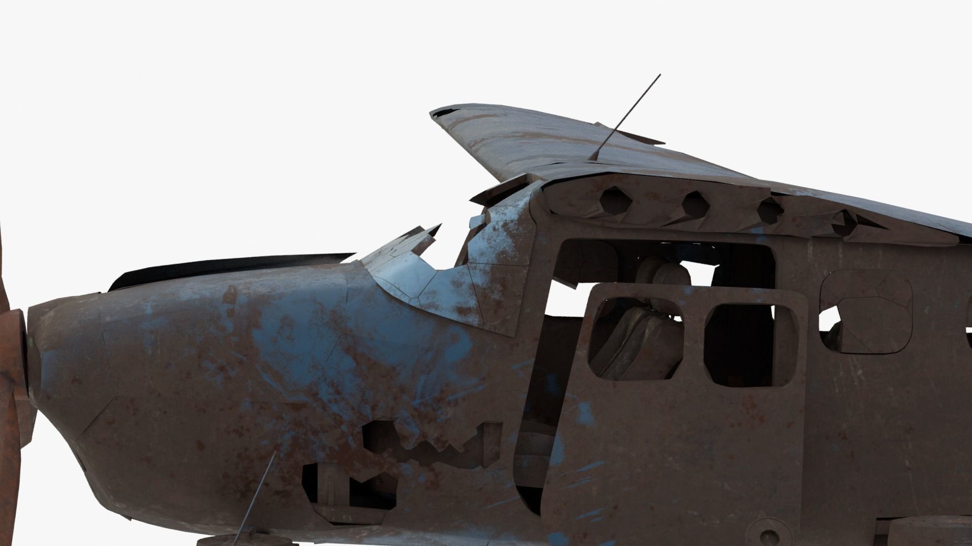 3D model 8K realistic destroyed propeller plane VR / AR / low-poly ...