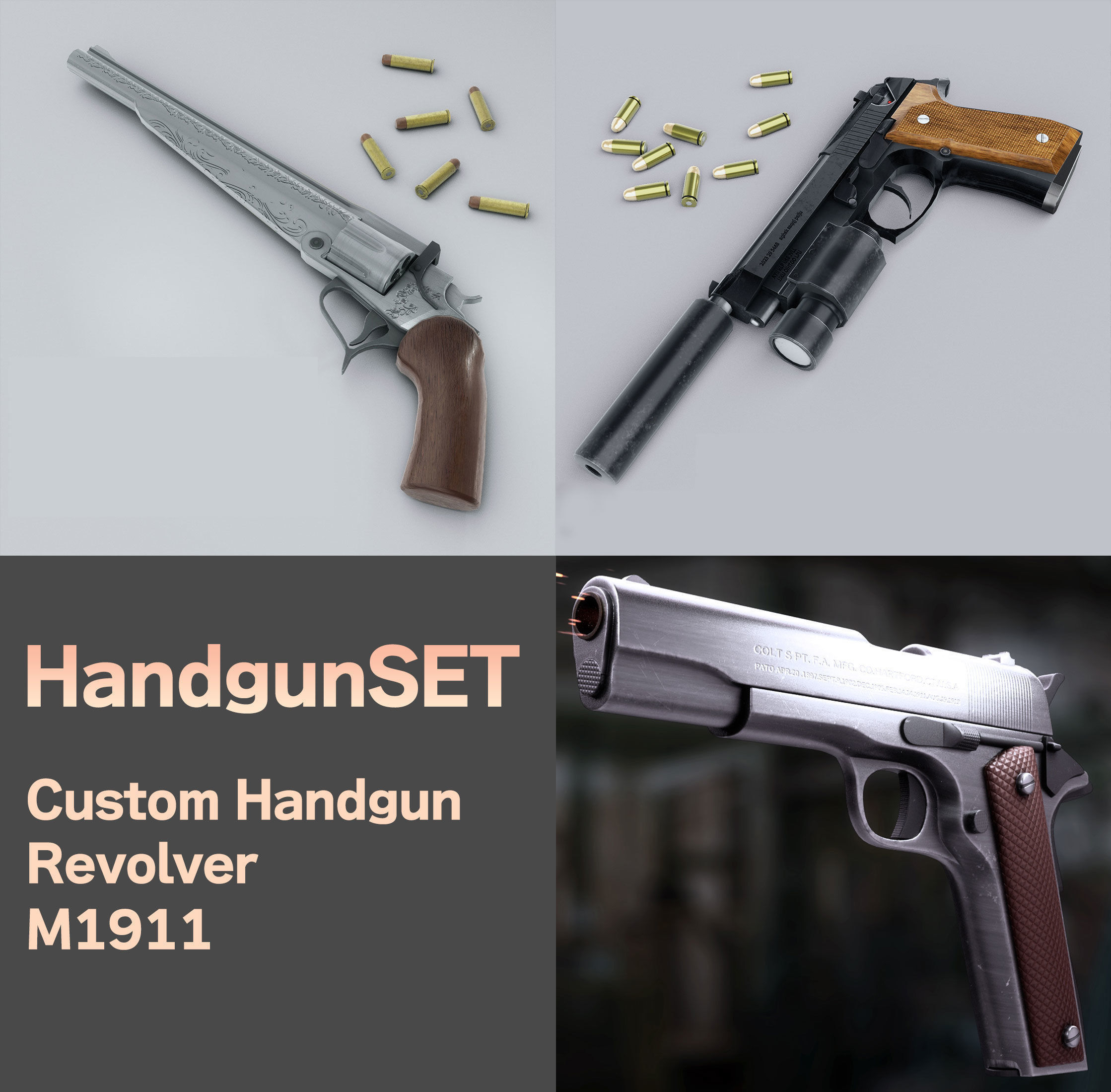 3D model Handgun set VR / AR / low-poly | CGTrader