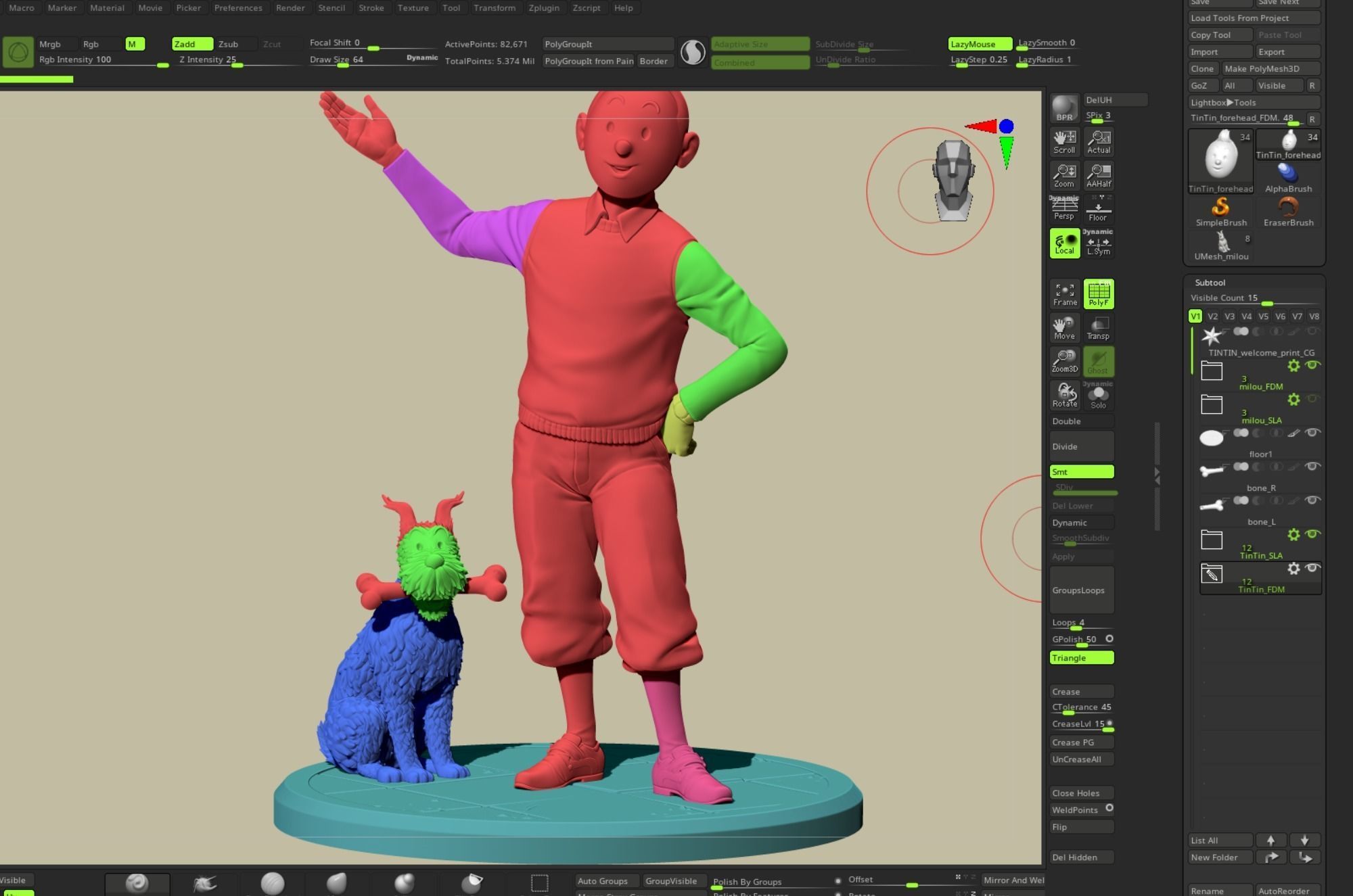 TinTin and Milou welcome pose high model 3D model 3D printable | CGTrader