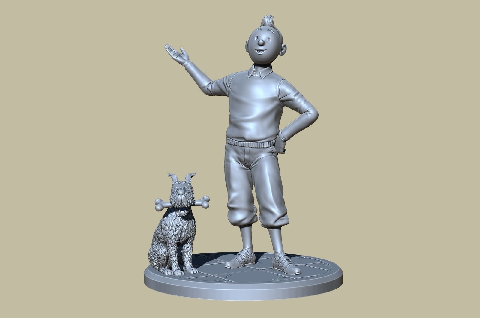 TinTin and Milou welcome pose high model 3D model 3D printable | CGTrader