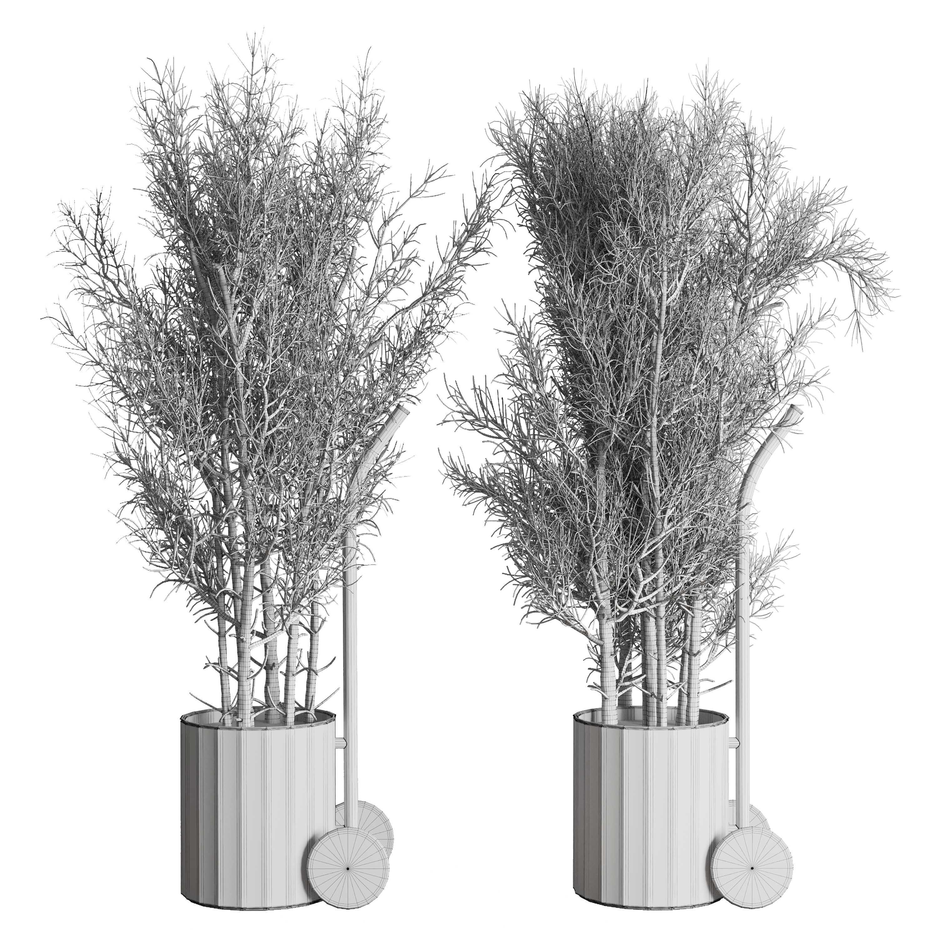 3D model branch Tree in a plastics vase set indoor plant 393 VR / AR ...