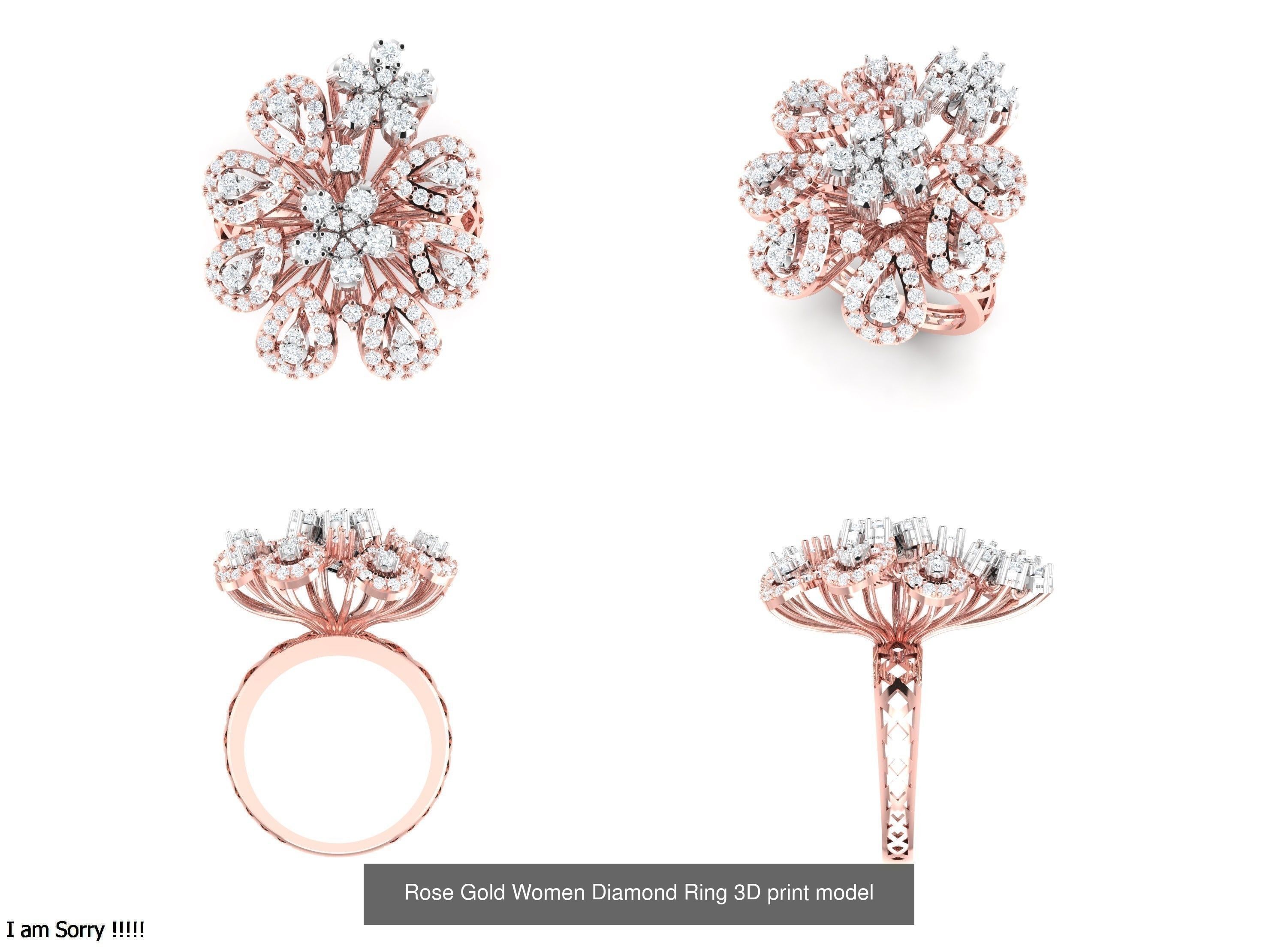 Rose Gold Women Diamond Ring Collection 3D print model | CGTrader