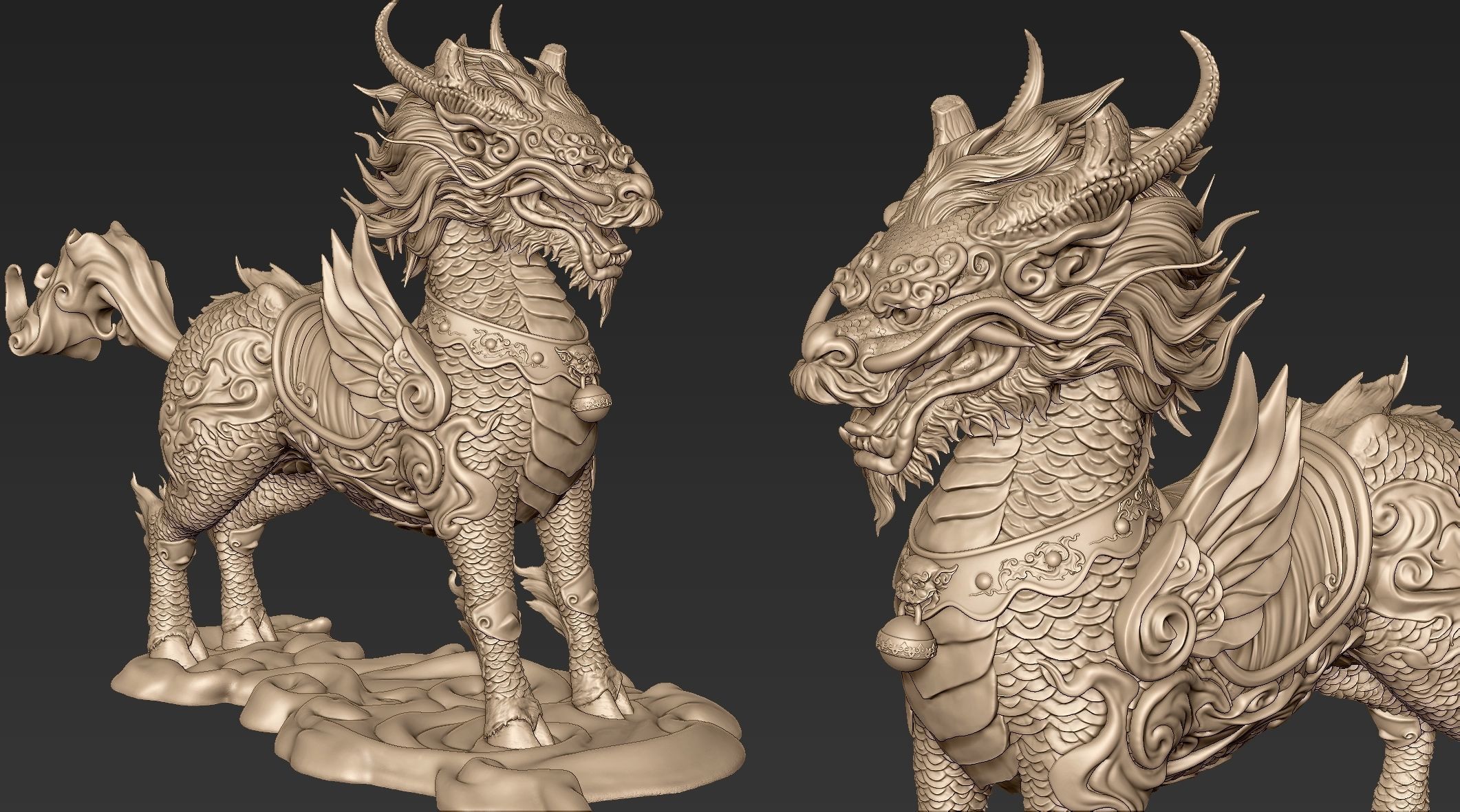 Chinese Mythical Creature Qilin 3D model | CGTrader