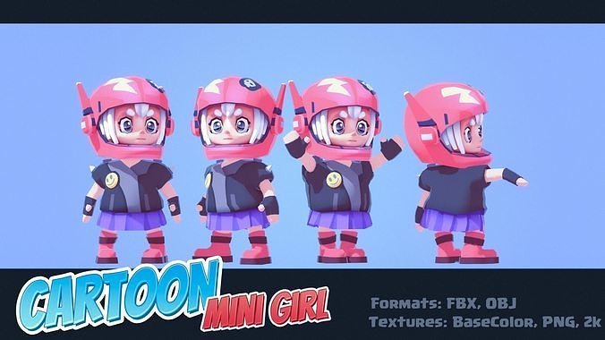 3D model Cartoon Mini Girl VR / AR / low-poly | CGTrader