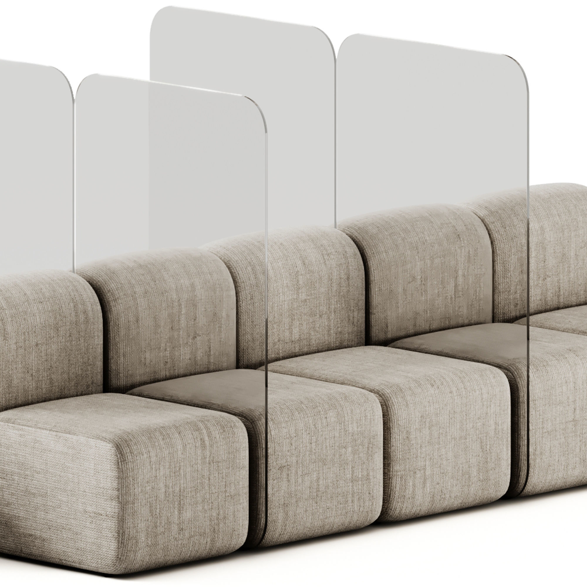 Bla Station Bob Modul Sofa with Plexiglass Divider 3D model | CGTrader