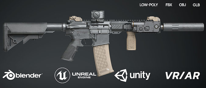 3D model AR15 Tactical PEQ CQBL 1 VR / AR / low-poly | CGTrader