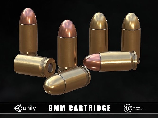 3D model 9mm Cartridge VR / AR / low-poly | CGTrader