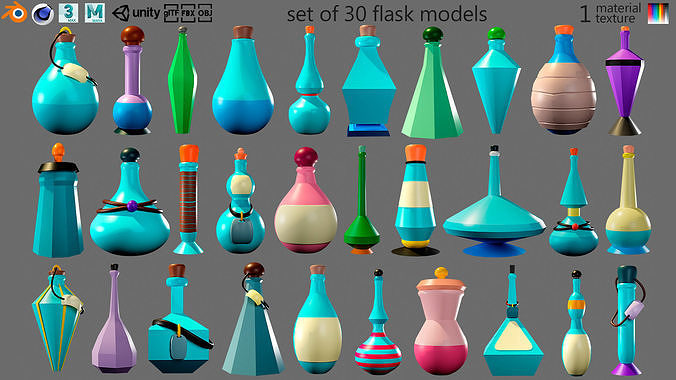 3D model Cartoon flasks VR / AR / low-poly | CGTrader