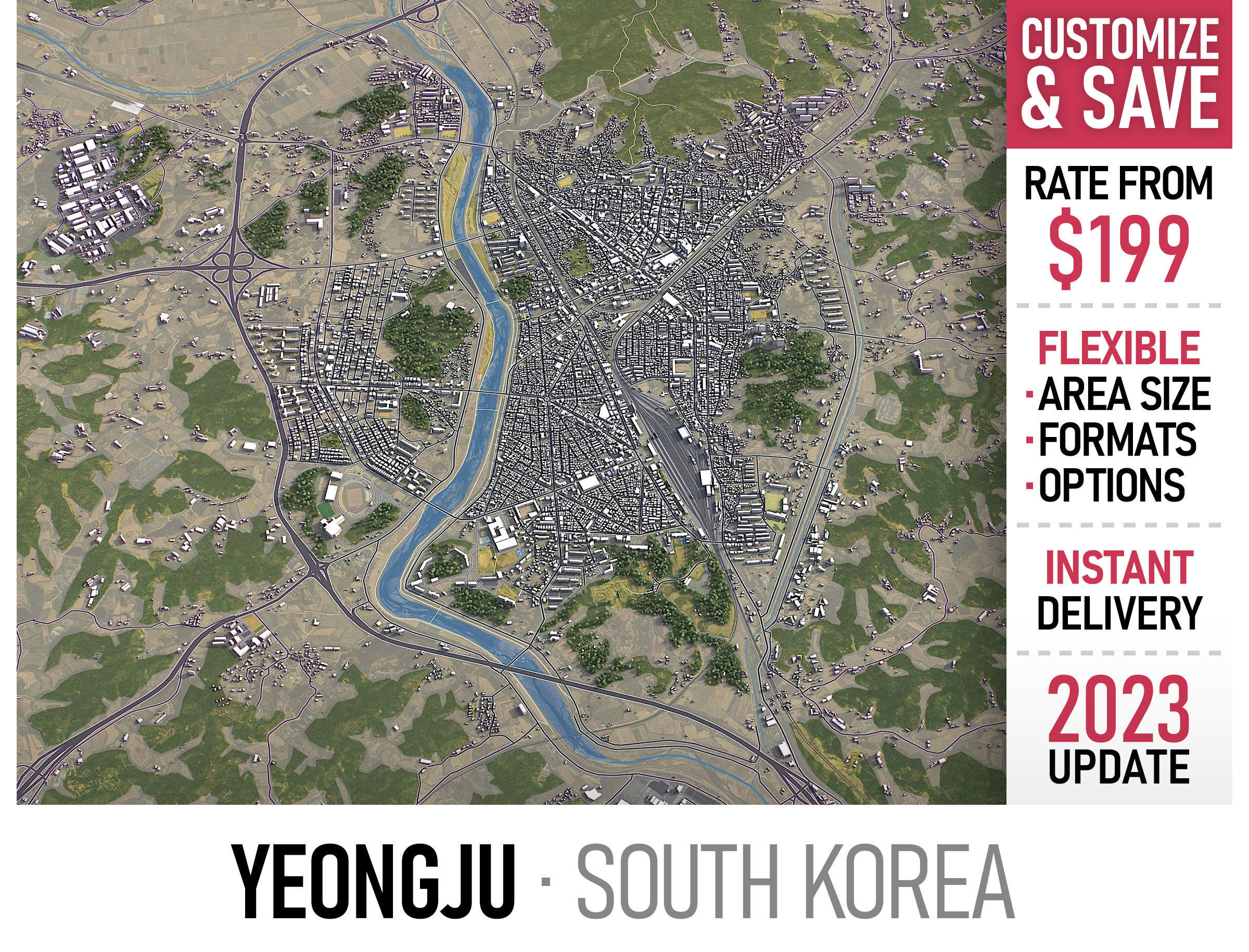 3D model Yeongju - 3D City Model VR / AR / low-poly | CGTrader