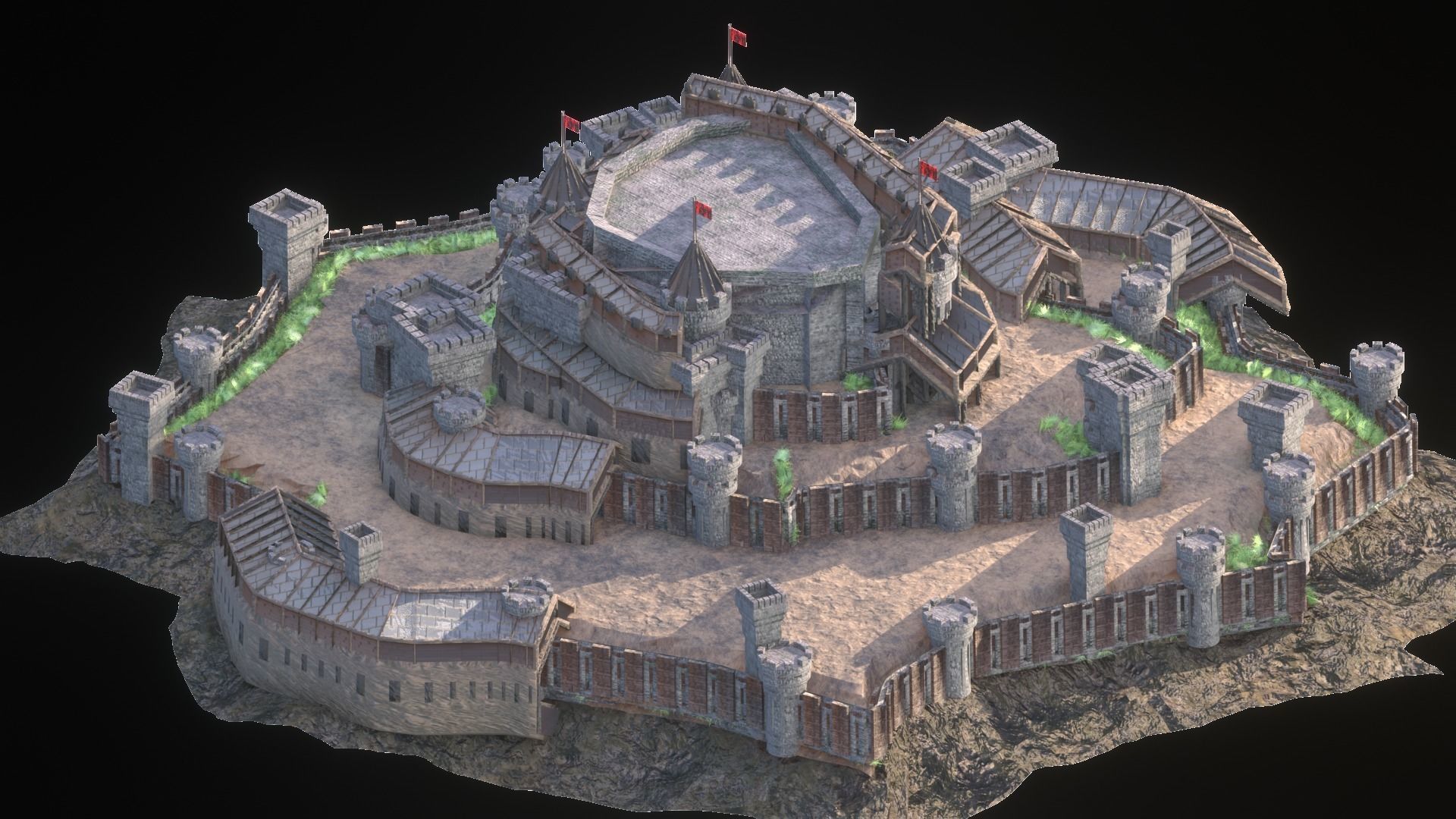 3D model Procedural Medieval Castle and Castle Generator Blender City VR / AR / low-poly | CGTrader