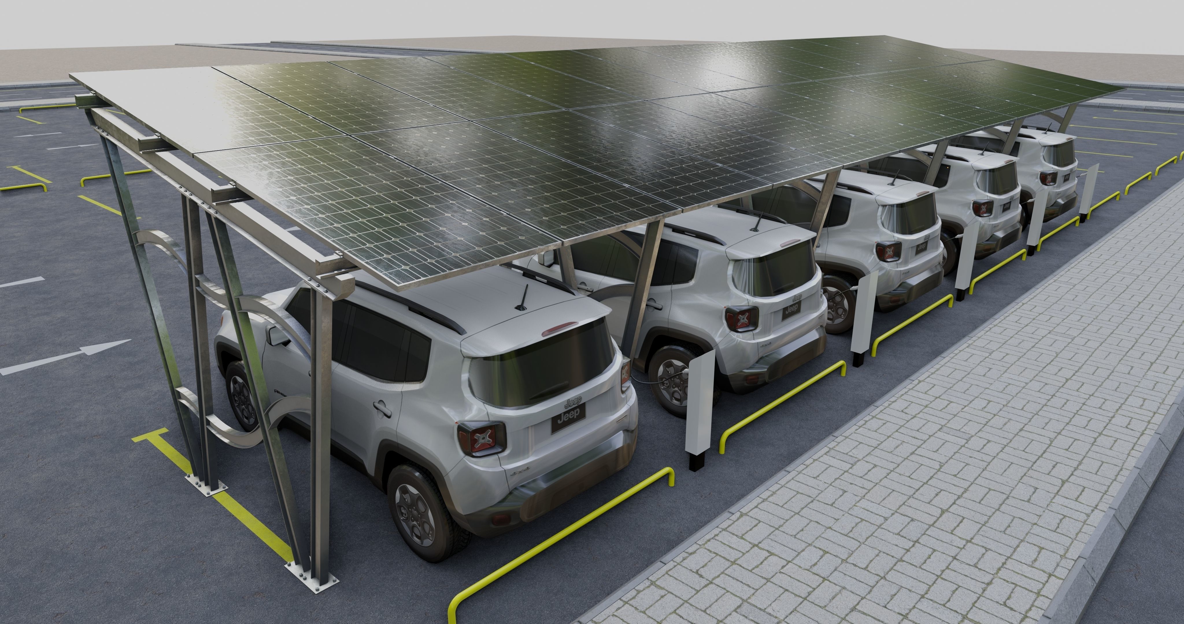 Solar Carport Type 4 3D model | CGTrader