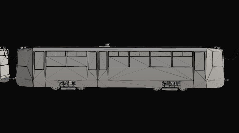 3D model KTM-11 tram with motor coach KTP-11 VR / AR / low-poly | CGTrader