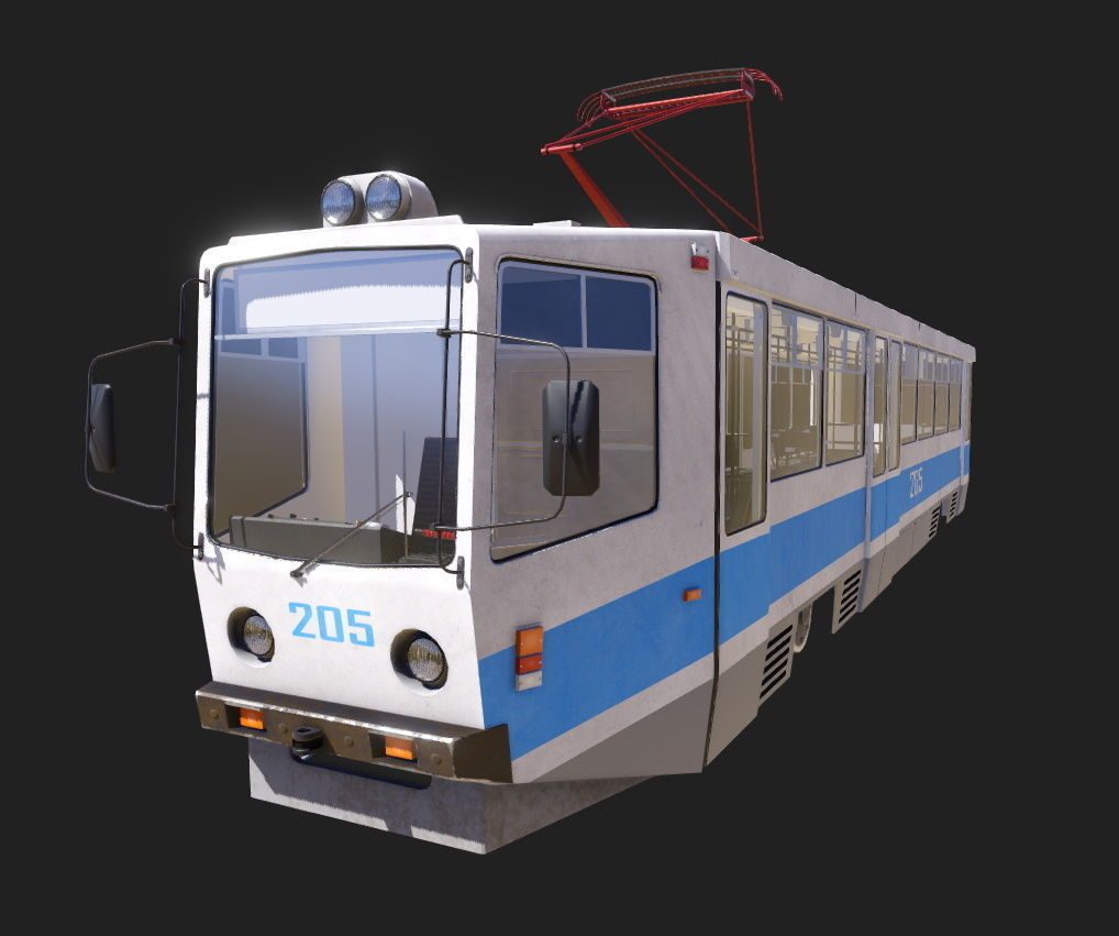 3D model KTM-11 tram with motor coach KTP-11 VR / AR / low-poly | CGTrader
