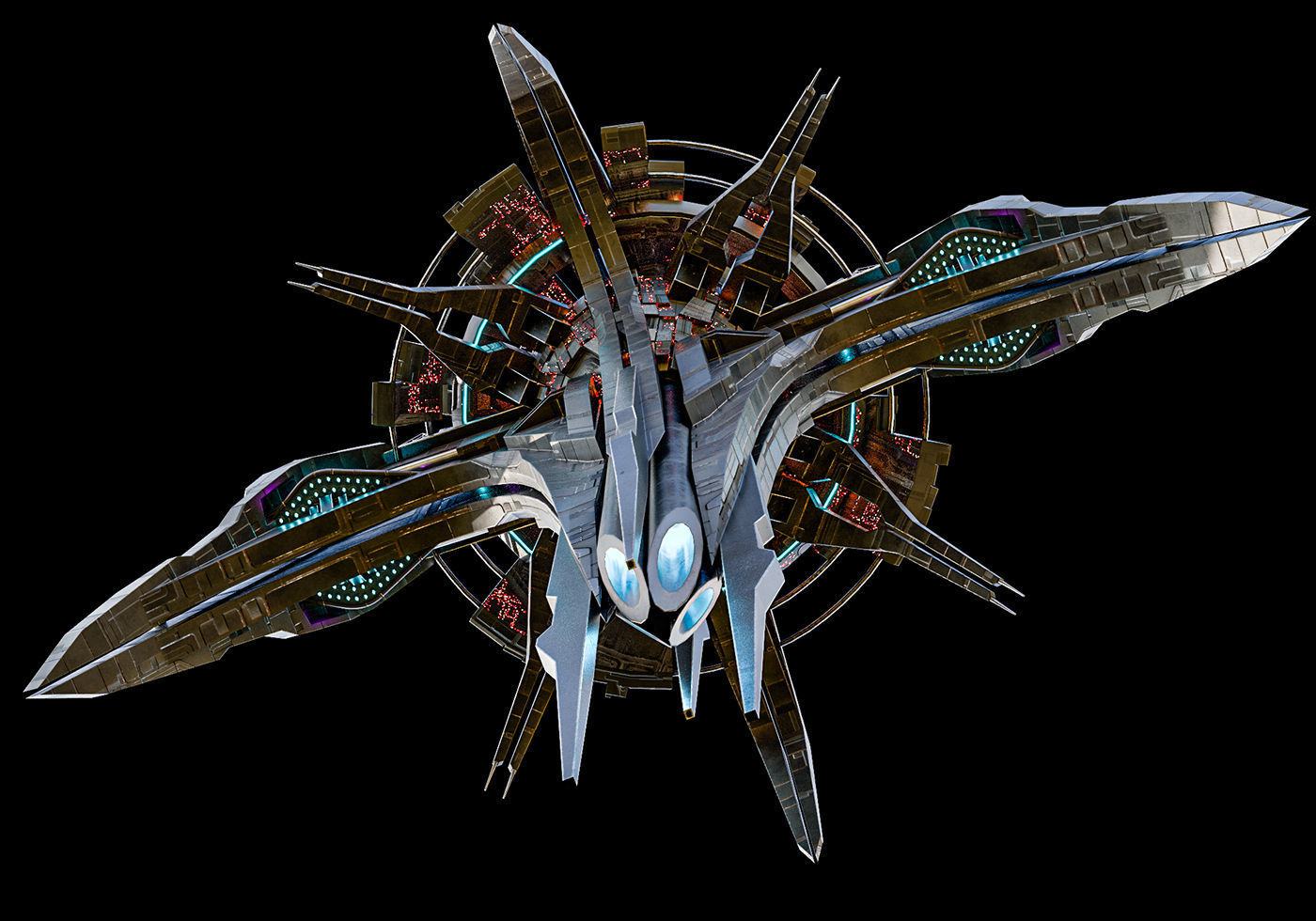 3D model Spaceship Sci-Fi Umbrella Mothership Lowpoly VR / AR / low ...