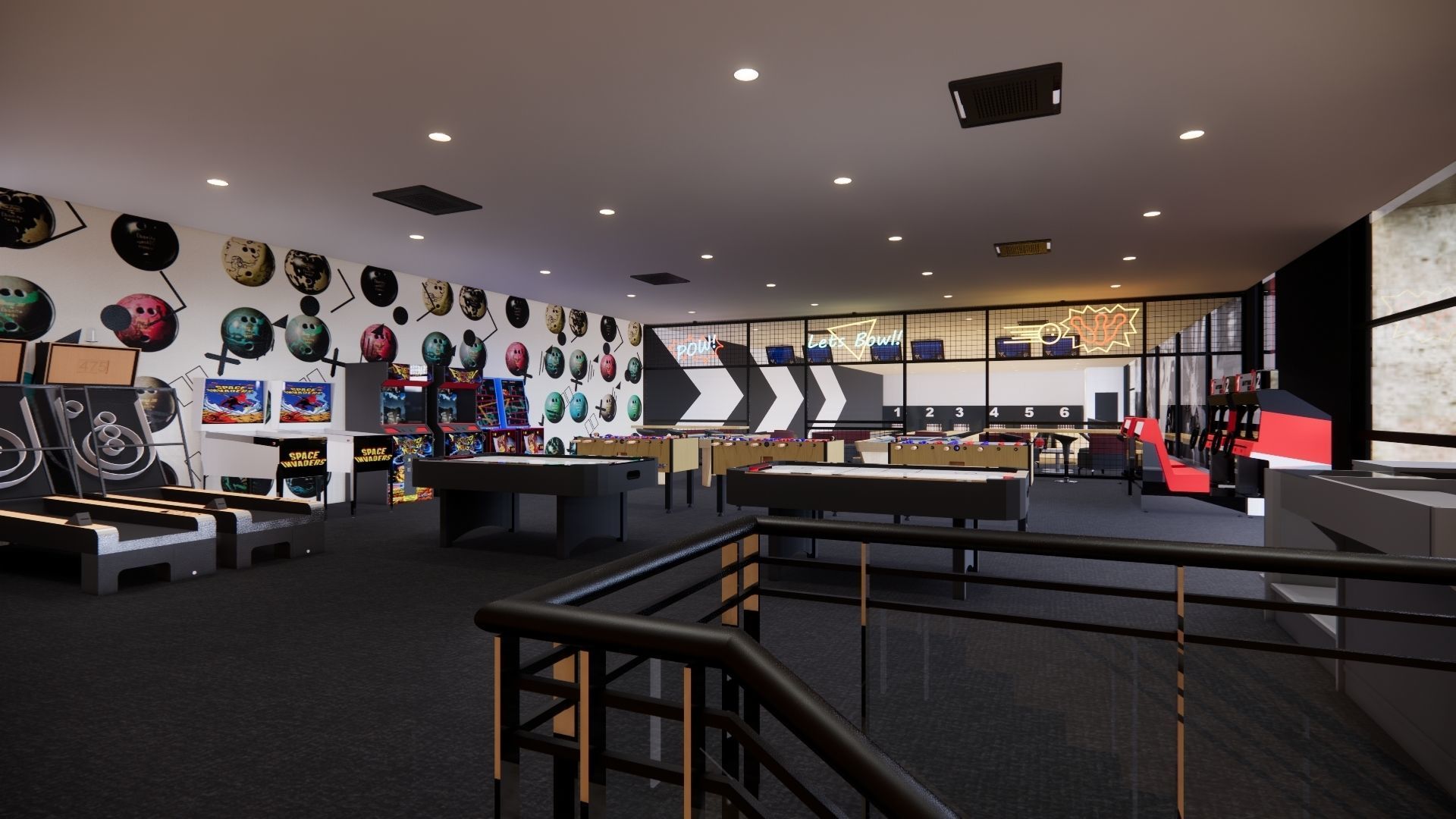 CINEMA ARCADE AND BOWLING ALLEY DESIGN 3D model rigged | CGTrader