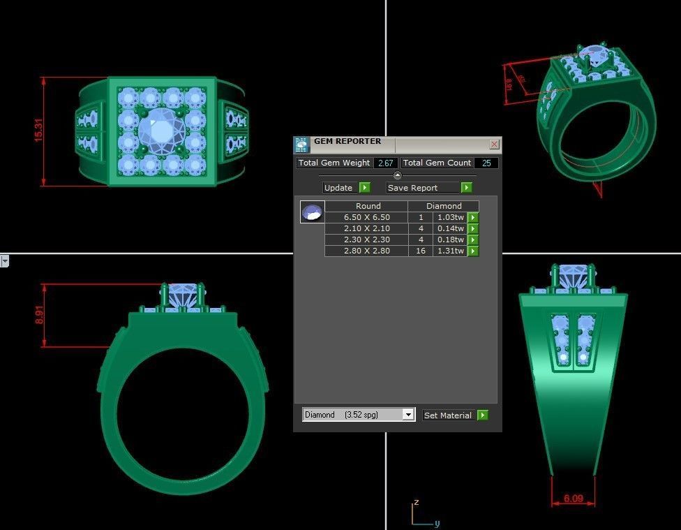 Diamond Man Ring Cad MR 9 3D model 3D printable | CGTrader