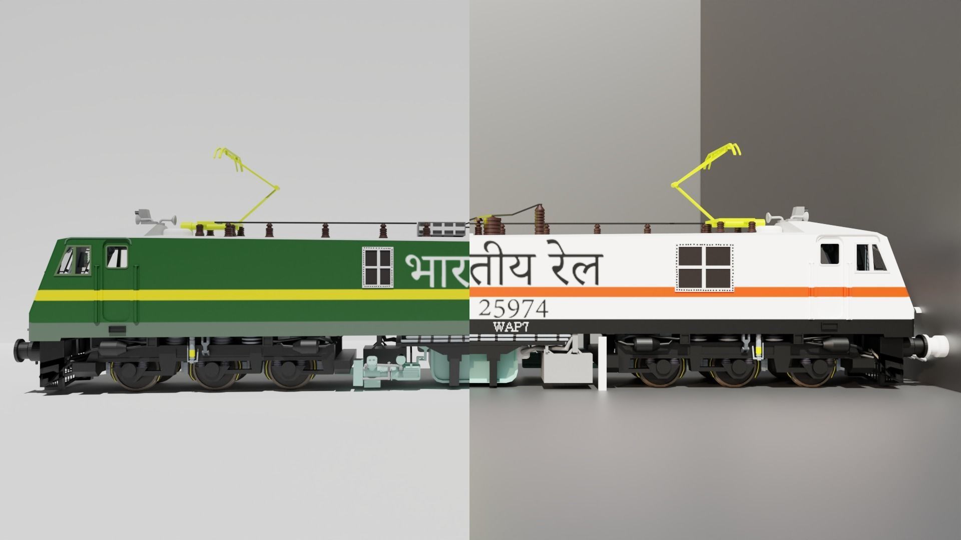 3D model Indian Railways Engines WAP 7 and WAG 9 combo VR / AR / low-poly | CGTrader